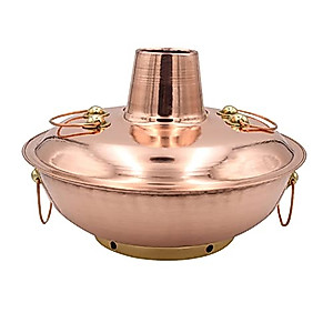 Chafing Dishes Red Copper Thickened Hot Pot, Gas Copper Hot Pot, Hot Pot Chicken Bullfrog Copper Pot for Household and Commercial Use (Color : Brass, Size : 26cm)