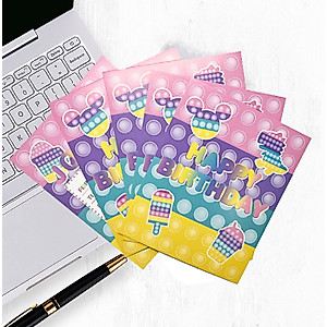 AICHENGZI 20PCS Pop Birthday Party Invations Fidget Push Bubble Sensory Poppers Party Invations (envelope is included)