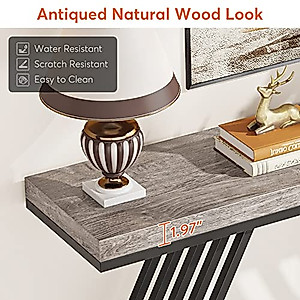 LITTLE TREE Modern Entryway Console Table,Black+Gold