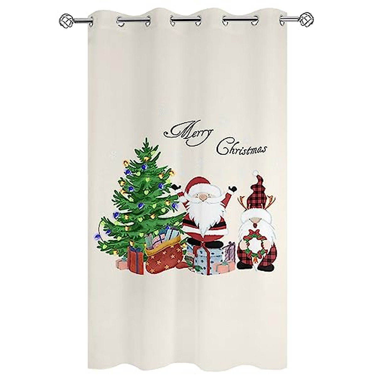 Outdoor Curtains for Patio 1 Panel Dwarf Under Christmas Tree with Snowflakes and Gifts Waterproof Privacy Outside Curtain Sun Blocking Grommet Drapes for Porch Gazebo Pergolas Balcony 52x84 Inch