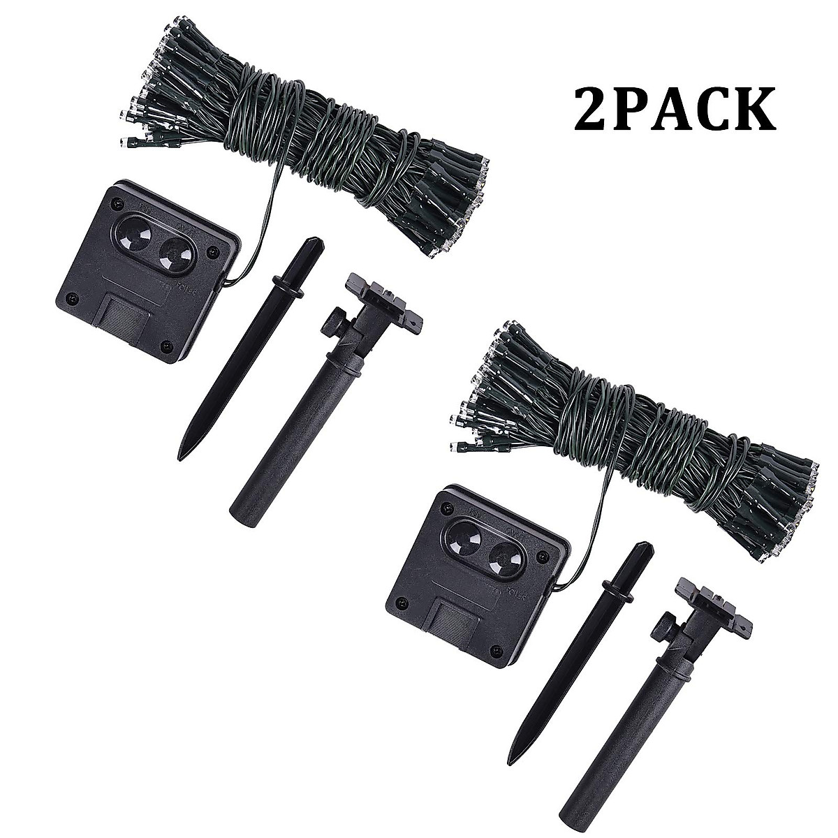 U/C Solar String Lights Outdoor, 100 LED 8-Lighting Modes Solar Fairy Lights, Waterproof Solar Christmas Lights for Garden, Party, Home Decoration (2-Pack, 72ft, Blue)