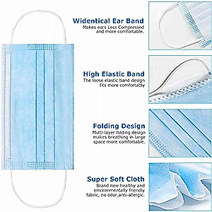 100 Pack Made in USA Disposable Face Masks- Medical Grade 3 Ply Protection Face Mask for Adults - Comfortable,Soft, Breathable