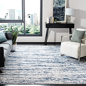 SAFAVIEH Amelia Collection Area Rug - 9' x 12', Grey & Navy, Modern Abstract Design, Non-Shedding & Easy Care, Ideal for High Traffic Areas in Living Room, Bedroom (ALA768B)