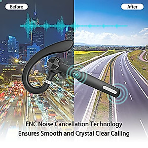 AODE Bluetooth Headset , Earpiece with ENC MIC ,Trucker wireless headset Charging Case 55Hrs playtime 5.3 Hands-Free Caller Voice Announce for Driving/Business（Upgrade Version) Update-Black