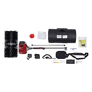 NATICRISI Outdoor Hand Held Gas Power Broom, 52cc 2-Stroke Gas Power Sweeping Broom,2.3HP Single Cylinder Walk Behind Sweeper,Lawns Artificial Grass Power Brush Lawn Sweeper Cleaner Tools