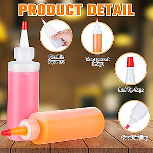Nuenen 80 Pieces 4 oz Squeeze Bottle with Cap Squeeze Condiment Bottles for Sauces Ketchup Liquids Paint Clear Empty Refillable Plastic Squirt Bottles with Red Tip Cap