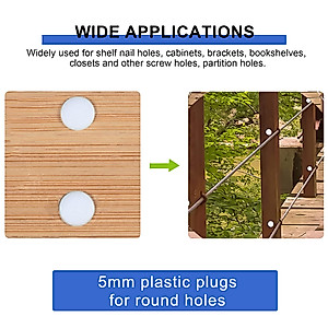 BOPOREAE 300Pcs 5mm(3/16Inch) Plastic Hole Plugs Black Screw Cap Drilling Covers Round Button Plugs for Cabinet Cupboard Shelves License Plate Furniture Hardware