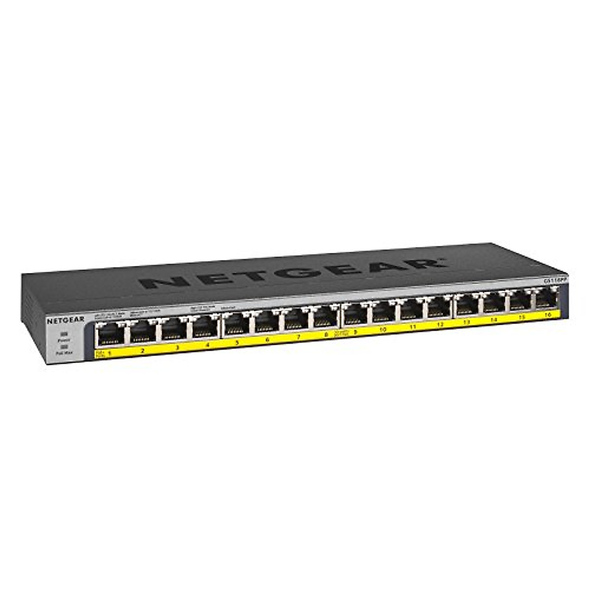 NETGEAR 16-Port Gigabit Ethernet Unmanaged PoE Switch (GS116PP) - with 16 x PoE+ @ 183W, Desktop, Wall Mount or Rackmount, and Limited Lifetime Protection