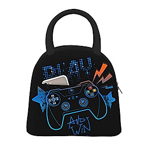 Aeoiba Video Game Weapon Gamer Insulated Lunch Box Play Gaming Tote Bag Handbag lunchbox Food Container Gourmet Tote Cooler Warm Pouch for Beach School work Office