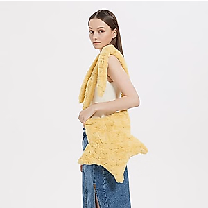 Y2K Furry Purse Star Shaped Shoulder Bag Faux Fur Pentagram Handbag Fluffy Tote Plush Crossbody Bag for Women Girls