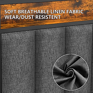 Queen Bed Frame, Storage Headboard with USB Ports & Charging Station, No Box Spring Needed, Noise-Free, Heavy Duty Metal Frame Support, Easy Assembly