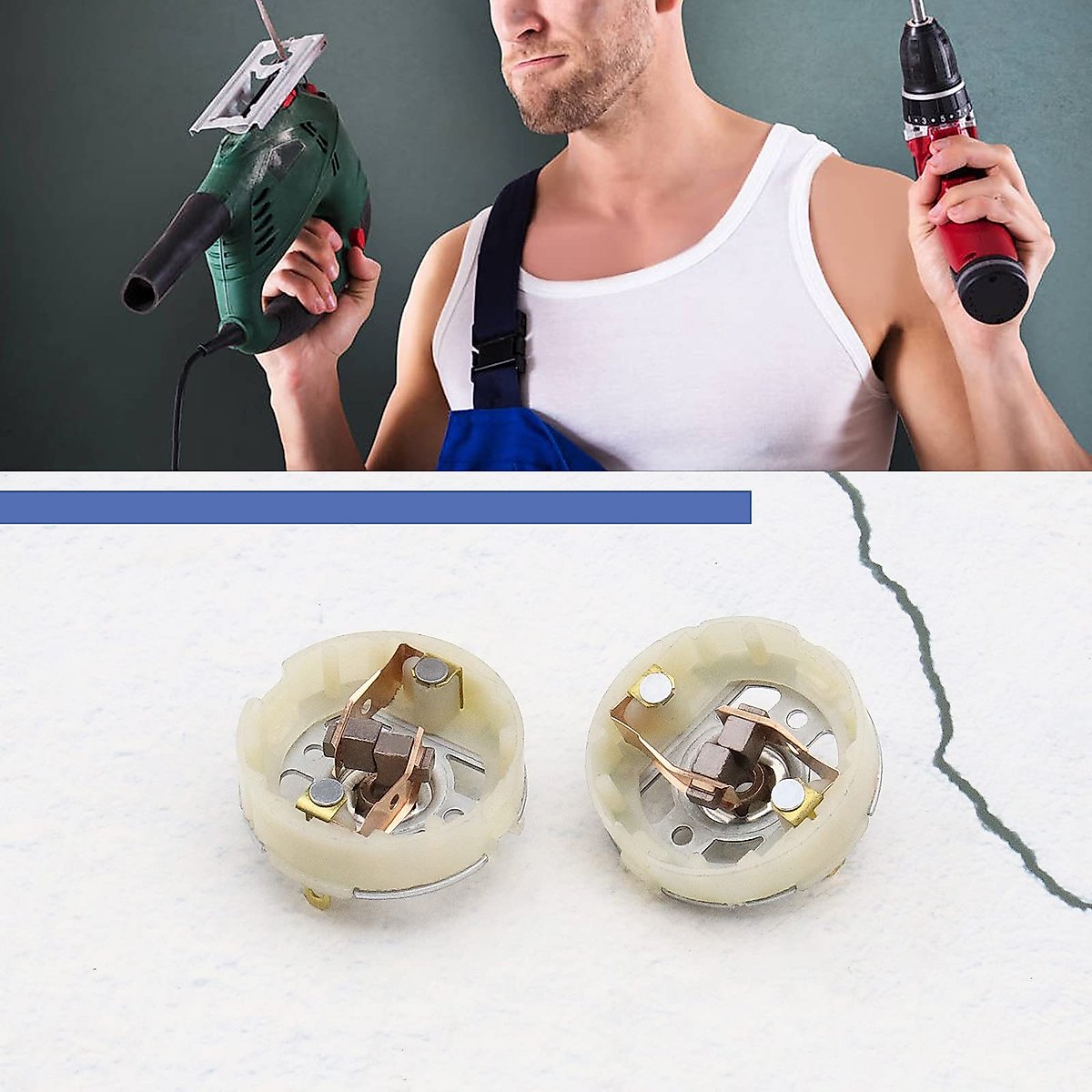 Create idea 2x RS550 Motor Carbon Brushes Holder and 4x Carbon Brushes Compatible with BOSCH Compatible with MAKITA Compatible with DEWALT Suitable for RS550 Micro Motor