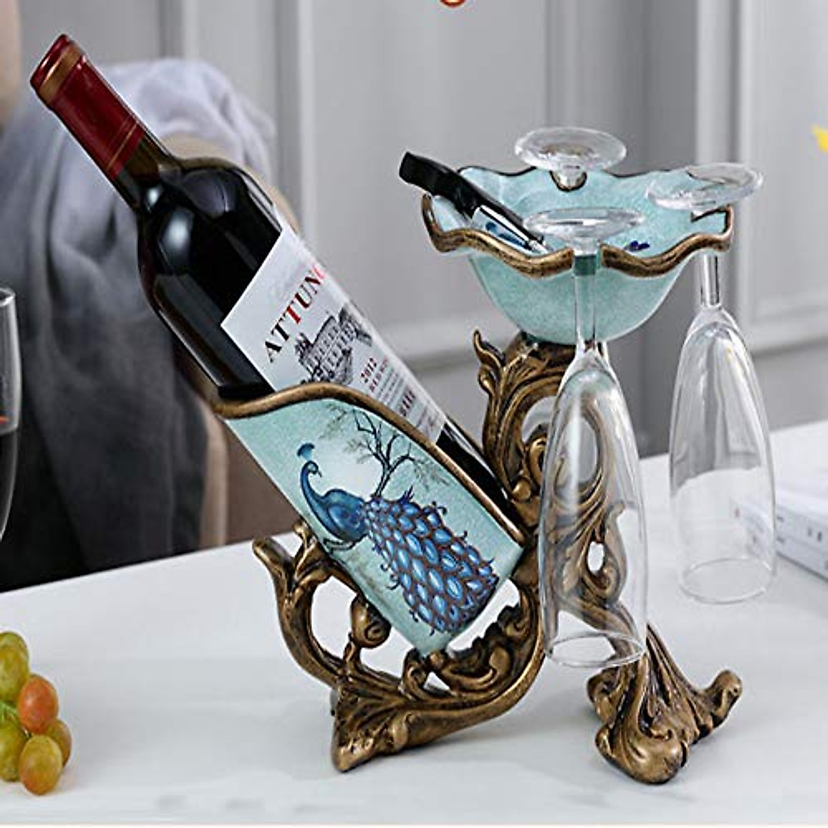Modern Resin Wine Rack Living Room Luxury Countertop Decorations Wine Keep 1 Bottle 4 Cups 11 Inch Kitchen Bedroom Hall Bar Wine Rack-C 28x22cm(11x9inch)