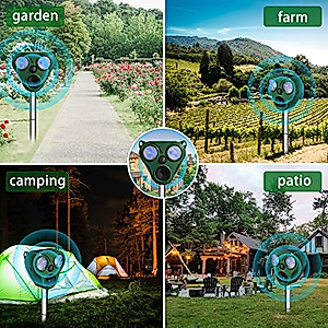 Umila Solar Animal Repeller, Ultrasonic Repellent, Motion Detection, LED Flashing Light, Dog, Cat Repellent, Squirrel, Raccoon, Skunk, Rabbit, Rodent, Fox, Deer