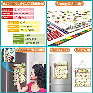 Kanru Behavior Chart for Kids at Home, Magnetic Reward Chart, Responsibility Chart, Chore Chart, Star Chart, Accommodate 1-3 Kids (for Home Use)