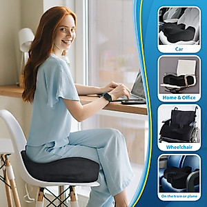 BlissTrends Seat Cushion,Thick Memory Foam Cushions for Pressure Relief, Tailbone Pain, Sciatica & Back Pain Relief for Office Chairs (Black)