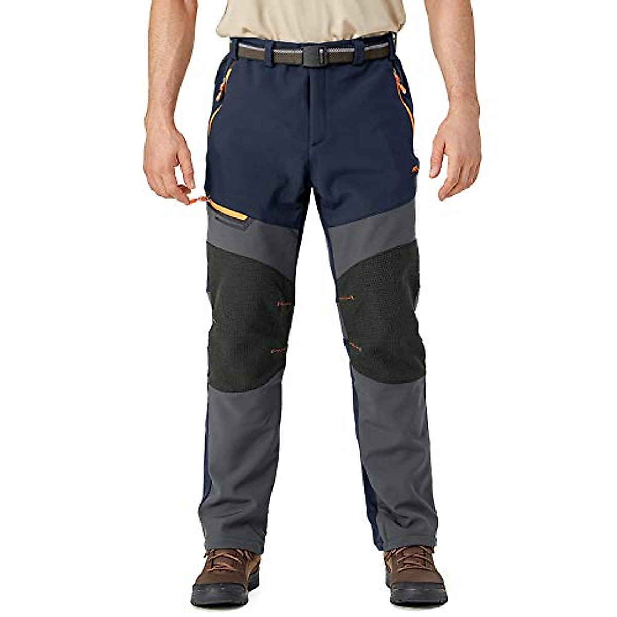 TACVASEN Men's Waterproof Pants Winter Pants Fleece Lined Pants Snow Pants Warm Pants Outdoor Pants Hiking Pants Navy