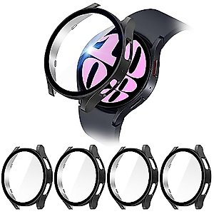 Zebre [4 Pack] Galaxy Watch 6 Screen Protector 40mm, Waterproof Tempered Glass Screen Protector Cover Compatible with Samsung Galaxy Watch 6 44mm Smartwatch