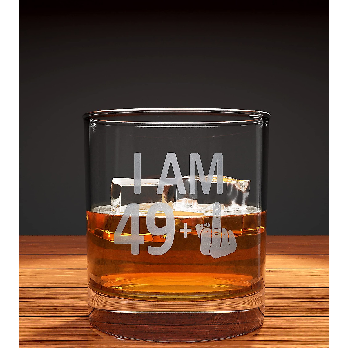 Promotion & Beyond I AM 49 PLUS 1 Whiskey Glass - Funny Sarcastic Finger 50th Birthday Gift