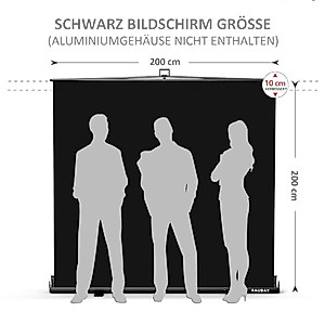 【Wider Style】 RAUBAY 78.7 x 78.7in Large Collapsible Black Backdrop Screen Portable Retractable Panel Photo Background with Stand for Video Conference, Photographic Studio, Streaming