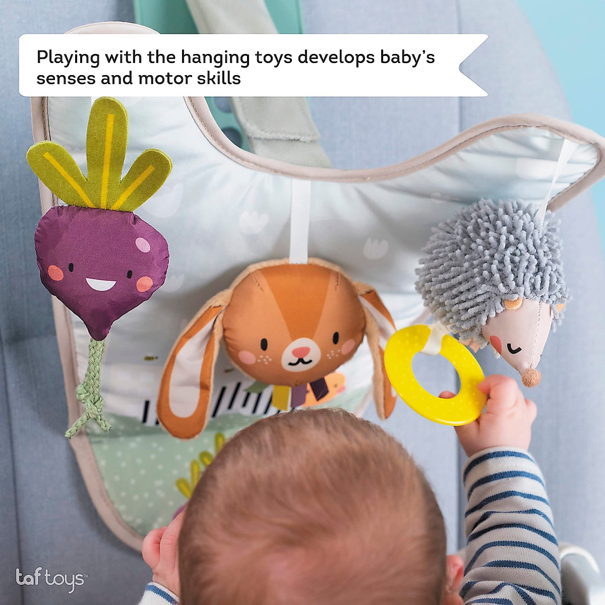 Taf Toys Infant Car Seat Development Center Newborn Baby Essentials Must Haves Toy, Car Seat Accessories Activity Center with Car Seat Mirror, for Newborn Toys 0 3 Months Brain Development