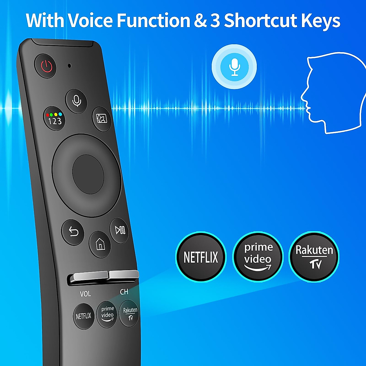 BN59-01312A Smart TV Voice Remote,for Samsung-TV-Remote,Compatible for All Samsung with Voice Function Smart Curved Frame QLED LED LCD 8K 4K TVs （with Netflix, Prime Video, and Hulu）