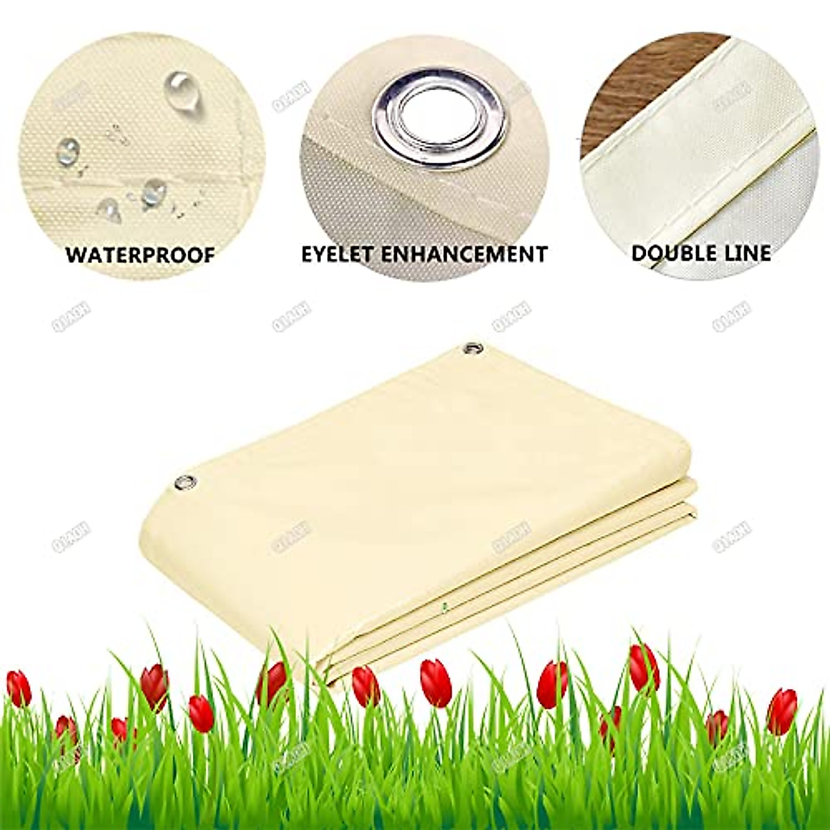 QIAOH Fence Privacy Screen 2.6x16.5ft, Apartment Patio Privacy Screen, Sun Protection Opaque Patio Covers for Privacy Waterproof, Fits Apartment Railings, Patio Decking