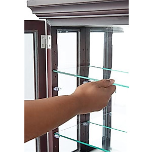 Displays2go 21" Countertop/Wall Mount Display Case, Adjustable Shelves, Locking - Mahogany (DCC2128MH2)