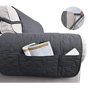 Ameritex Loveseat Cover Water-Resistant Quilted Furniture Protector with Back Nonslip Paws Slipcover for Dogs, Kids, Pets Loveseat Slipcover Stay in Place for Leather (Dark Grey, 54'')