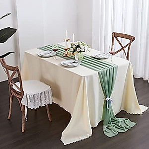 5 Pack Sage Green Chiffon Table Runner 10Ft Wedding Table Runner 29x120 Inches Sheer Romantic Tulle Table Runner for Wedding Decor Bridal Shower Baby Shower Birthday Party Cake Table Decoration