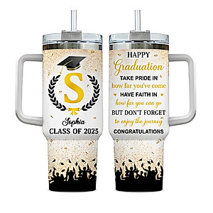 Hyturtle Personalized Graduation Tumbler Class Of 2025 - Graduation Gifts For Her - Best Congrats Grad Gifts For College High School Masters Degree - Custom Tumbler 40oz Stainless Steel Coffee Cup