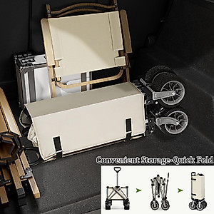 Garden Carts,Collapsible Wagon,Sports Outdoor Utility Wagon Garden Wagon Steel Frame Foldable Yard Car Off-Road Wheels with Brakes Camping Cart BBQ 200Kg Load,(a) White