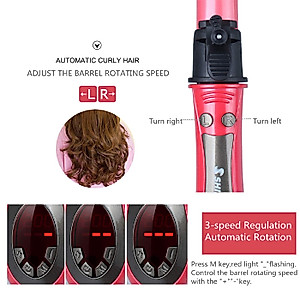 Automatic Hair Curling Iron 2 in 1 Hair Straightener Curler 1 to 1.2 Inch Spinning Hair Wand with Automatic Rotation for All Hiar Type Ceramic Flat Iron Auto Rotating Spiral（for Long Hair ONLY）