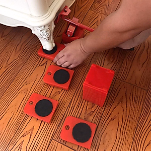 5Pcs Furniture Lifter Mover with Universal Wheel Dolly, 200kg Bearing for Sofa Table Cabinet, Simple Moving, Sturdy Structure