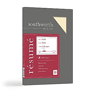 Southworth RD18ICF 100% Cotton Resume Paper 32 lbs. 8-1/2 x 11 Ivory Wove 100/Box