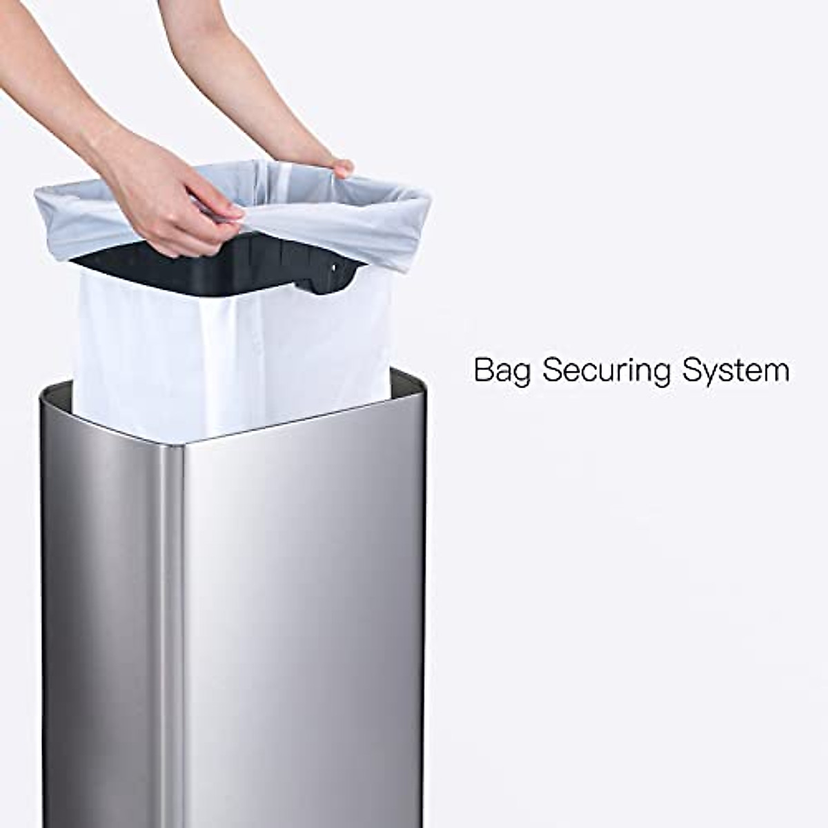 SANIWISE Automatic Touchless Kitchen Trash Can 13 Gallon, Large Stainless Steel Kitchen Trash Can Garbage Can 50 Liter with Motion Sensor and Lid Batteries Required (Excluded)