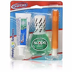 Handy Solutions Oral Care 3-Piece Travel Size Set w/Mouthwash, Toothpaste, & Folding Toothbrush (Pack of 6), TSA Approved