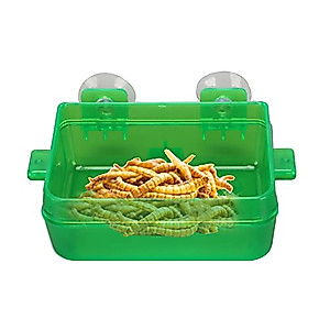 Zerodis Suction Cup Reptile Feeder, Green Wall Reptile Feeder Gecko Lizard Escape Proof Food Water Bowl (S)