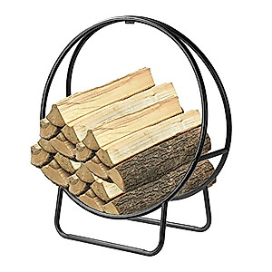 Hermosapoty 20" Firewood Rack Outdoor, U-Shaped Firewood Log Holder with Heavy Duty Metal and Powder-Coated, Tubular Steel Log Hoop Wood Storage Rack Holder for Indoor & Outdoor (Round)