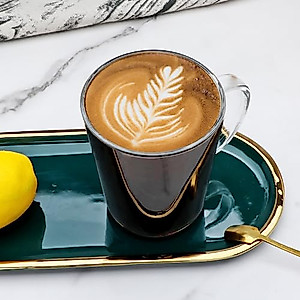 Cadamada Glass Coffee Mugs, 12oz Glass Coffee Cups with Handle for Coffee,Latte, Cappuccino, Tea, Fruit Juice, Water, Office, Set of 12