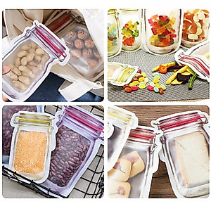 Reusable Mason Bottle Ziplock Bags, 20/40 pcs Mason Jar Ziplock Bags, Multi-Size Airtight Seal Leak-Proof Food Snack Storage Ziplock Bags for Kitchen Camping (40pcs)