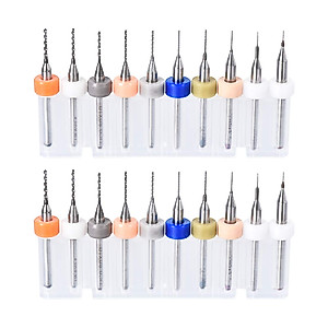 uxcell PCB Drill Bits 0.15mm-1.0mm Tungsten Carbide Rotary Tool Jewelry CNC Engraving Print Circuit Board Micro Drill Bits 1/8 Inch Shank 2 Set (20 Pcs)