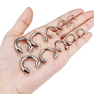 Ocptiy 6G 8G 12G 14G 16G Ear Earrings Gauges Septum Nose Plugs Tunnels Stretching Kit Surgical Stainless Steel Large Big Wide Septum Eyebrow Lip Belly Ring Cartilage Helix Tragus Earring Piercing Kit