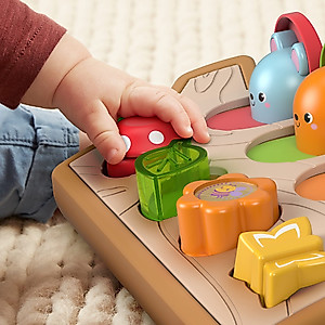 Fisher-Price Baby Toy Hide & Peek Pop-Up Animal-Themed Sensory Activity with Wood Accents & Sounds for Ages 9+ Months