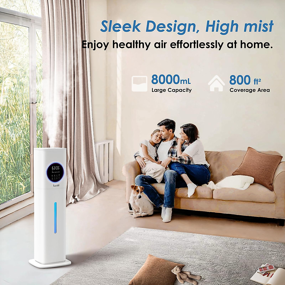 Warm and Cool Mist Humidifiers for Bedroom Home, 2.1gal Quiet Humidifier for Large Room up to 500 ft with Customized Humidity, Night Light, Easy Top Fill, 12H Timer, Essential Oil, Child Lock