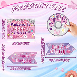 20 Pcs Y2K 2000s Pink Party Sign Decorations 00s Party Decorations 2000's Theme Birthday Party Supplies Retro Y2K Party Decoration for Birthday Female Bachelorette