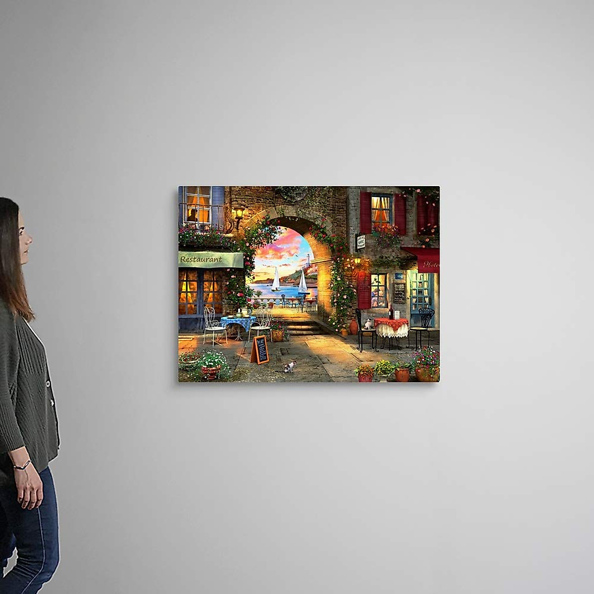 CANVAS ON DEMAND Mediterranean Evening Canvas Wall Art Print by Dominic Davison, Home Decor, Cat, Design Artwork, 40"x30"