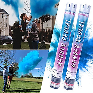 Gender Reveal Surprise Powder Cannons Bundle, 16 Inch, Non-Toxic, 2 Blue Powder Dispensers Plus 8 Free Gender Reveal Party Balloons Decorations