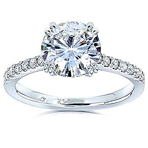 Kobelli Forever One Moissanite and Lab Grown Diamond Engagement Ring 1 3/4 CTW 14k White Gold (DEF/VS), 6.5