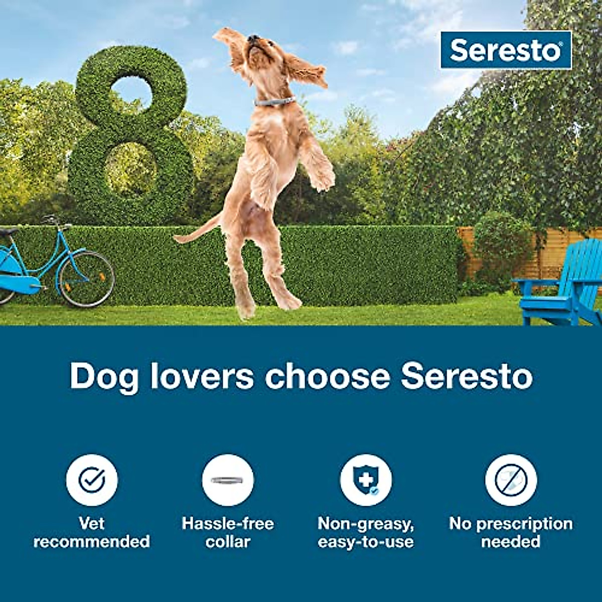Seresto Large Dog Vet-Recommended Flea & Tick Treatment & Prevention Collar for Dogs Over 18 lbs. | 8 Months
